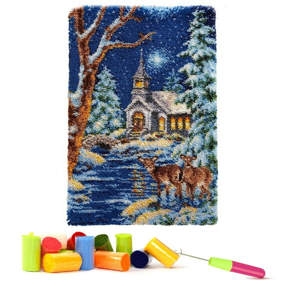 Rug Making Latch Hooking Kit，Dog With Flowers Rug Making Latch Hooking ...