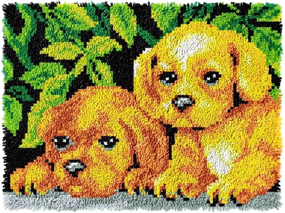 ShowNiceArt Latch Hook Rug Kits, Two Sharpei Dogs | DIY Crochet Kits ...