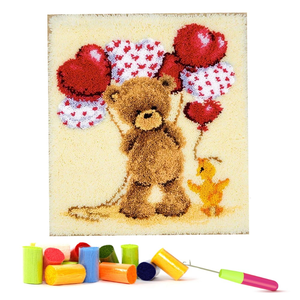 ShowNiceArt Latch Hook Rug Kits for kids,3D Canvas DIY Rug Crochet Yarn ...