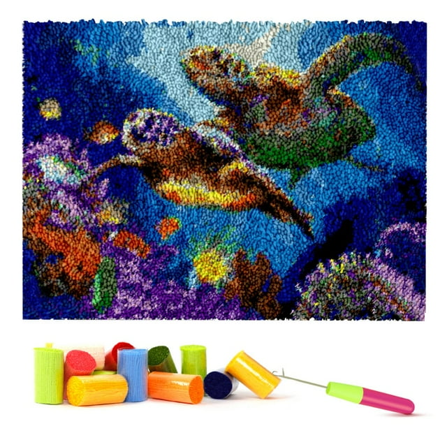 ShowNiceArt Latch Hook Rug Kits for kids,3D Canvas DIY Rug Crochet Yarn ...