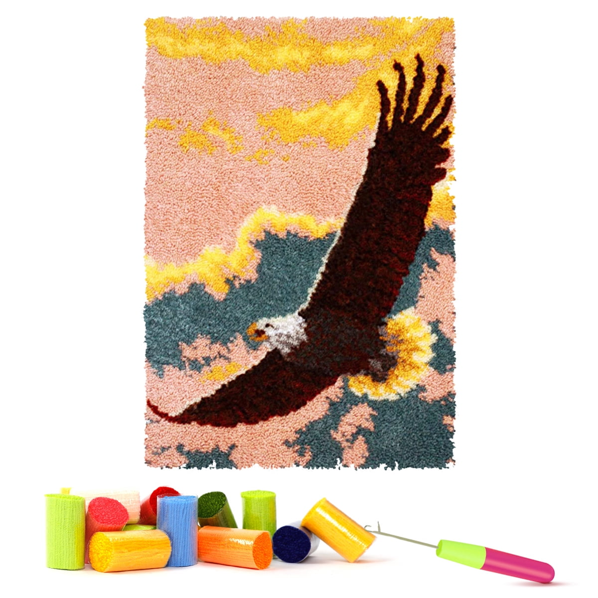 ShowNiceArt Latch Hook Rug Kits for kids,3D Canvas DIY Rug Crochet Yarn ...