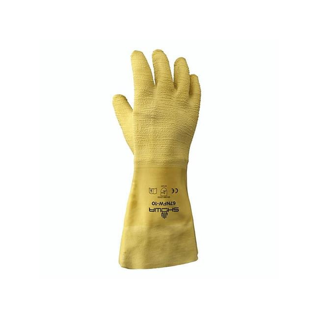 Showa 845-67NFW-11 14 in. Gauntlet Cuff Rubber Fully Coated - Yellow ...
