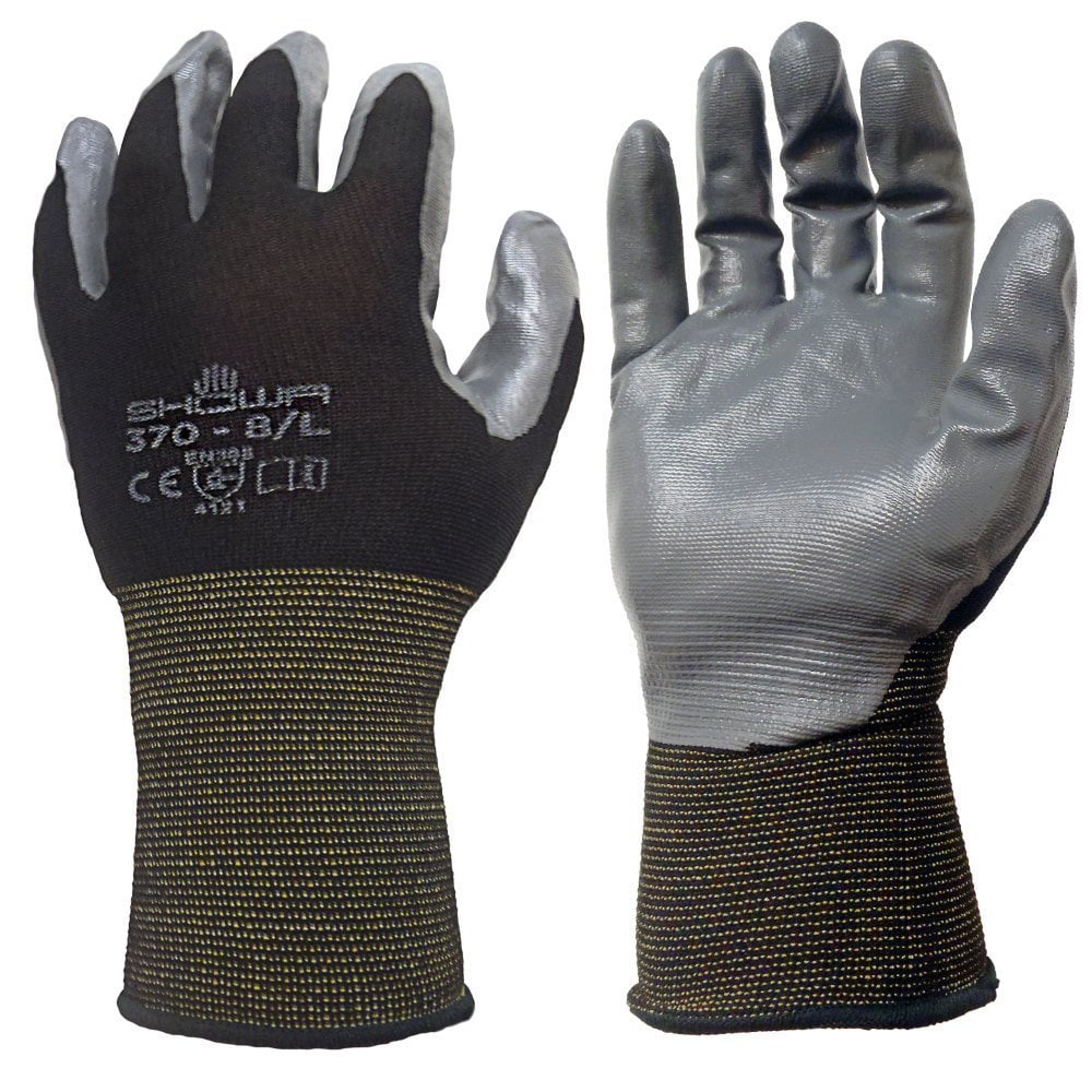 Showa 370 Black Nitrile Dipped Pair of Gloves Medium 4 Pack - Walmart.com