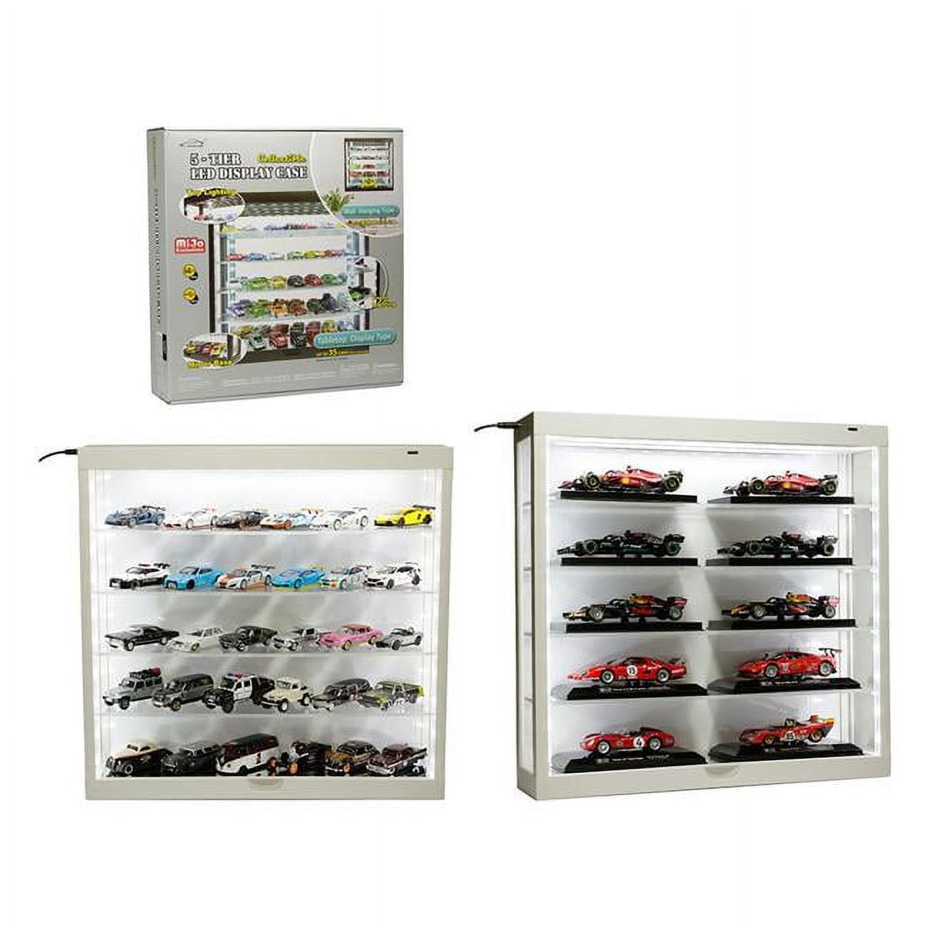 Showcase Wall Mount 5 Tier Display Case White with White Back Panel ...
