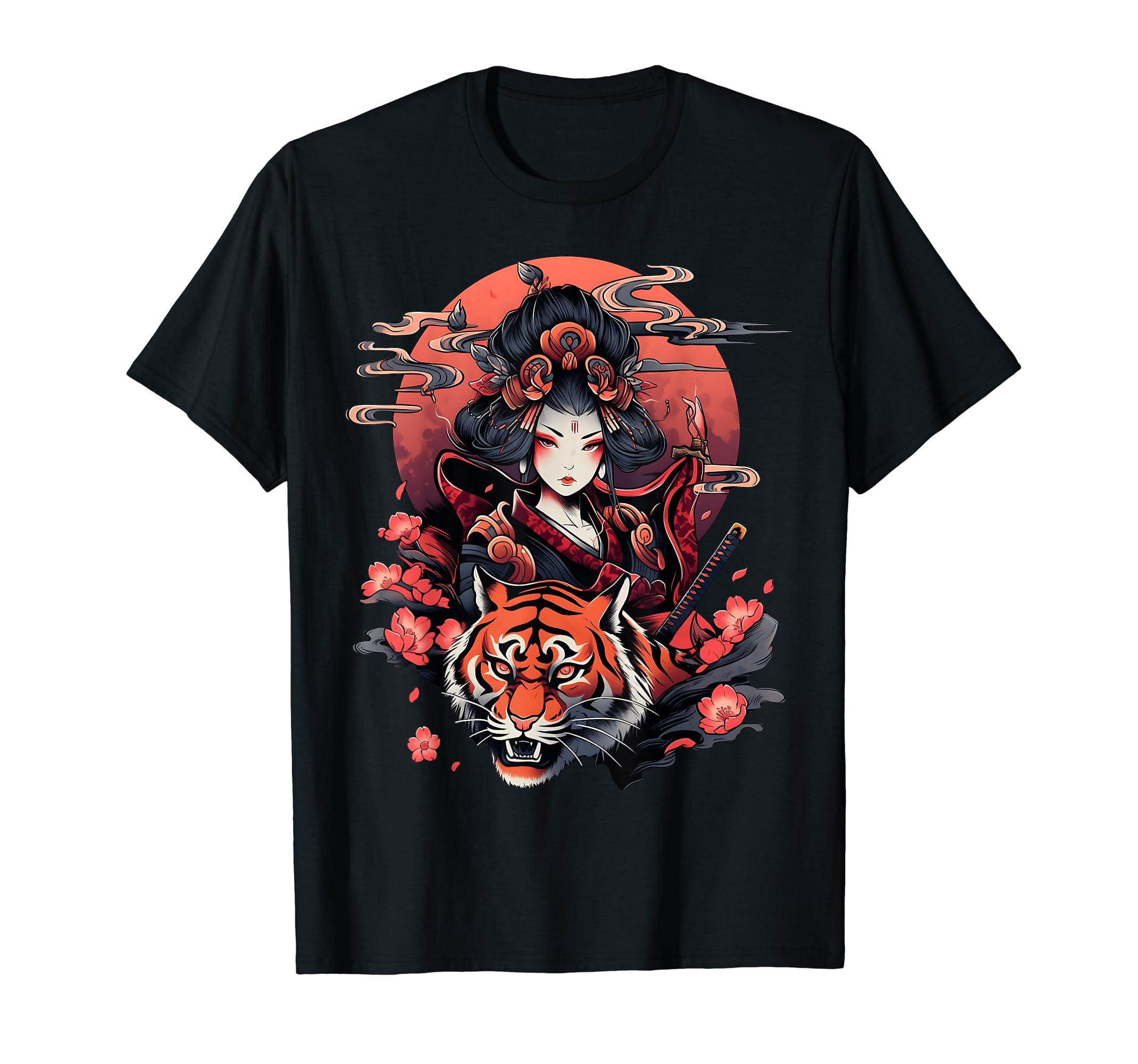 Showcase Your Love for Japanese Culture Geisha and Tiger T-Shirt ...