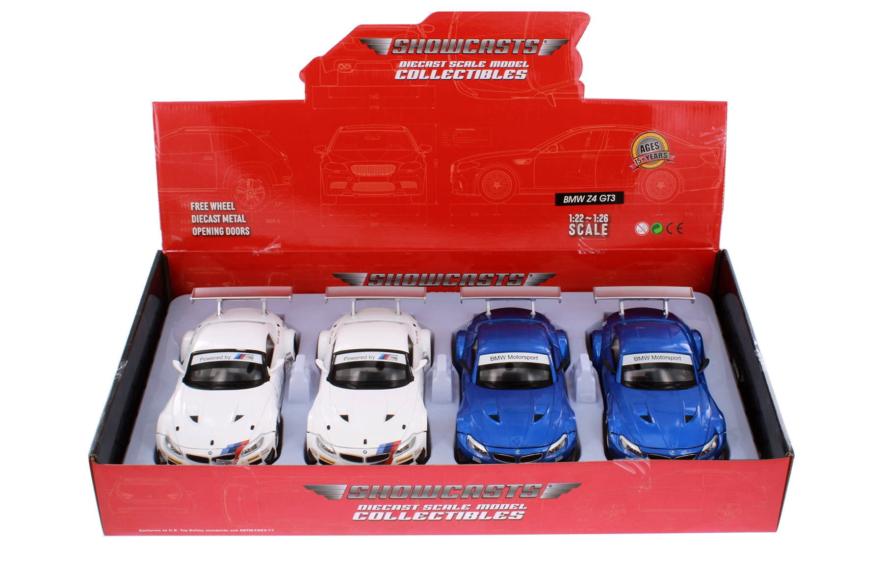 Showcasts BMW Z4 GT3 Hardtop Diecast Car Set - Box of 4 1/24 scale ...