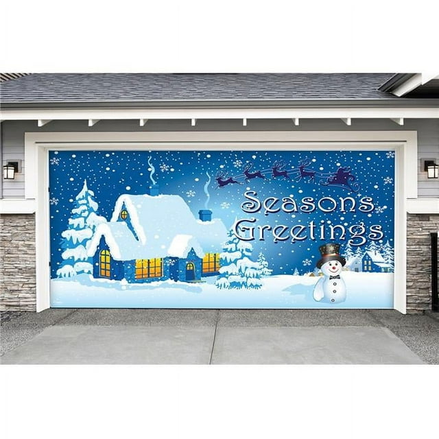 Showdown Displays 7' x 16' Blue and White "Seasons Greetings" Outdoor ...