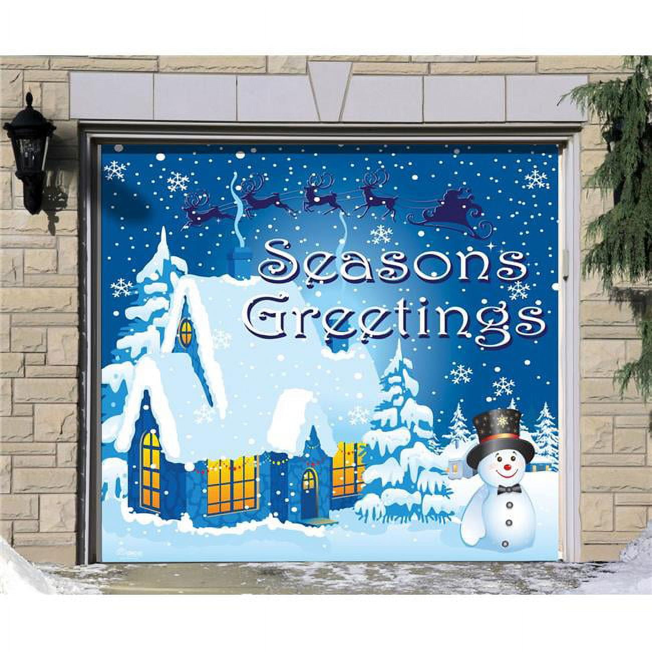 Showdown Displays 7' x 8' Blue and White "Seasons Greetings" Single Car ...