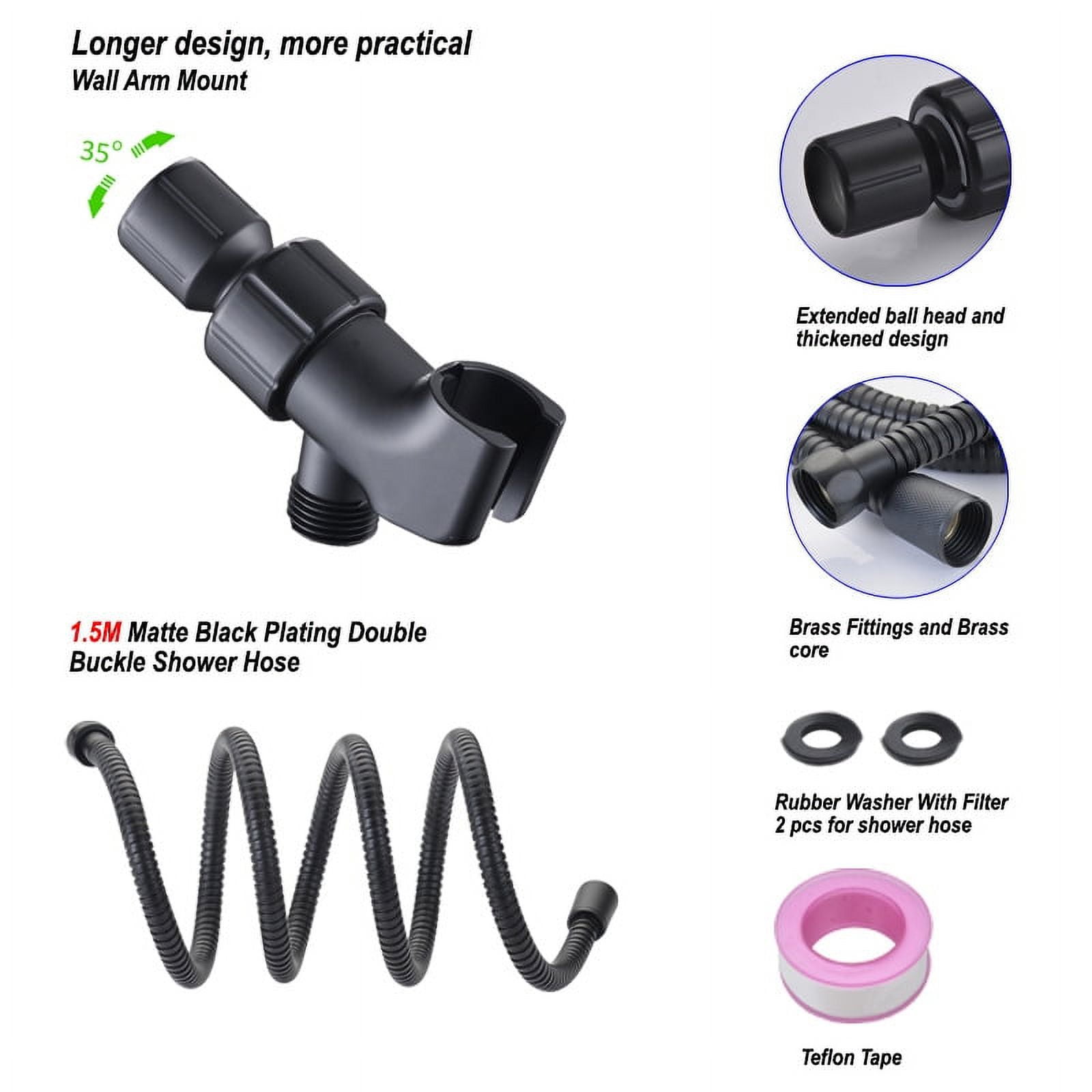 Shower Arm Mount Handheld Shower Head Holder Black. Adjustable Shower ...