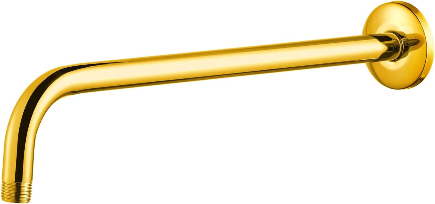 Shower Arm with Flange, 16 in Bright Gold Wall Mount Replacement Angle ...