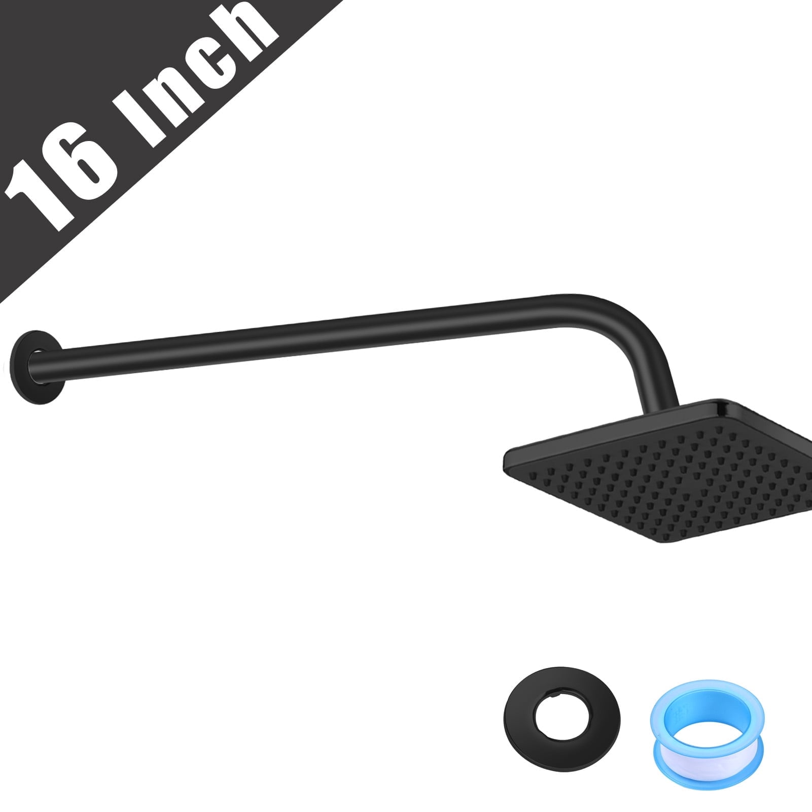 Shower Arm with Flange, 16 in Wall Mount Replacement Angle Shower Head ...