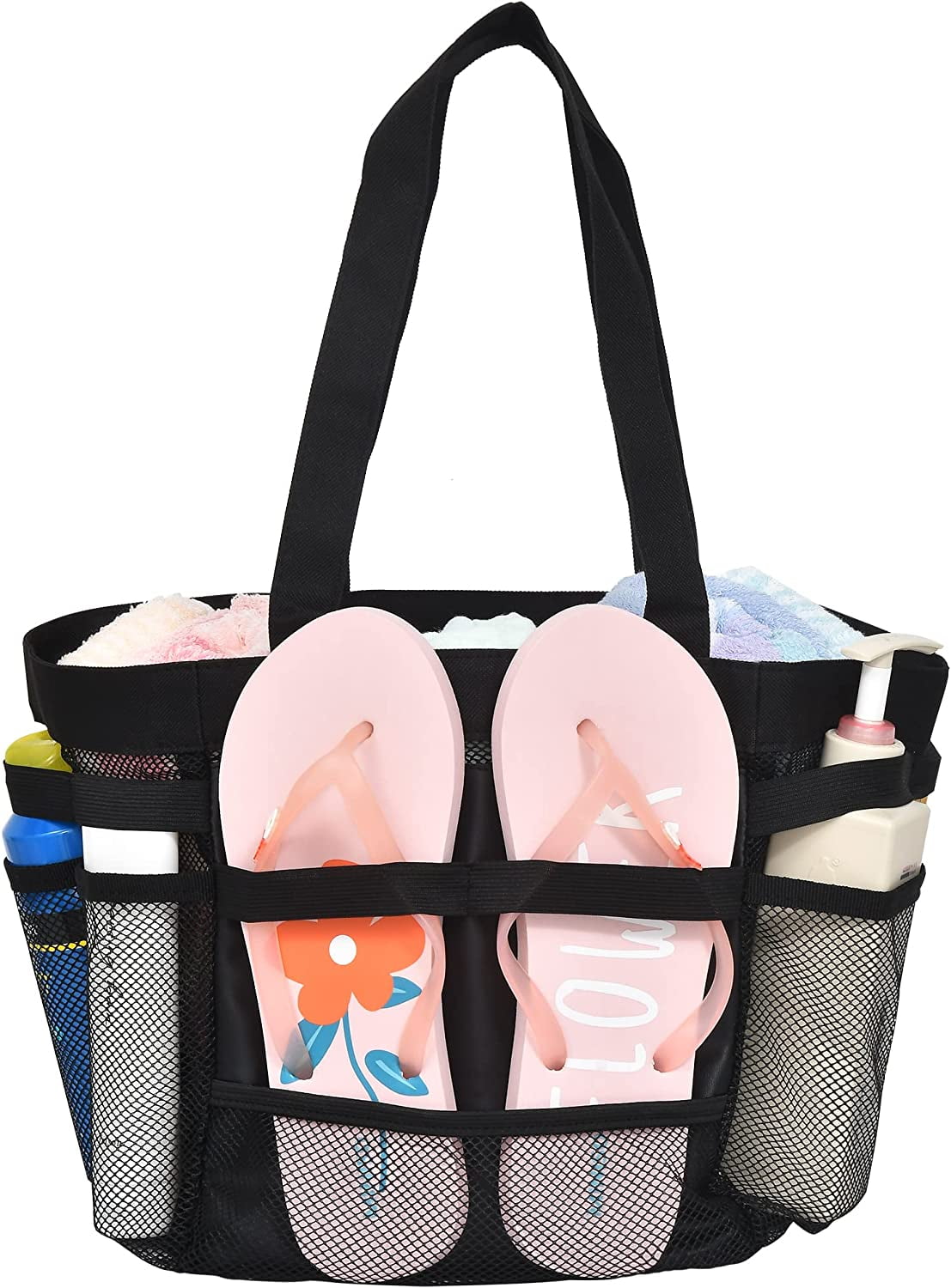 Shower Bag. Mesh Shower Caddy with Waterproof Bag and Slippers Pocket ...