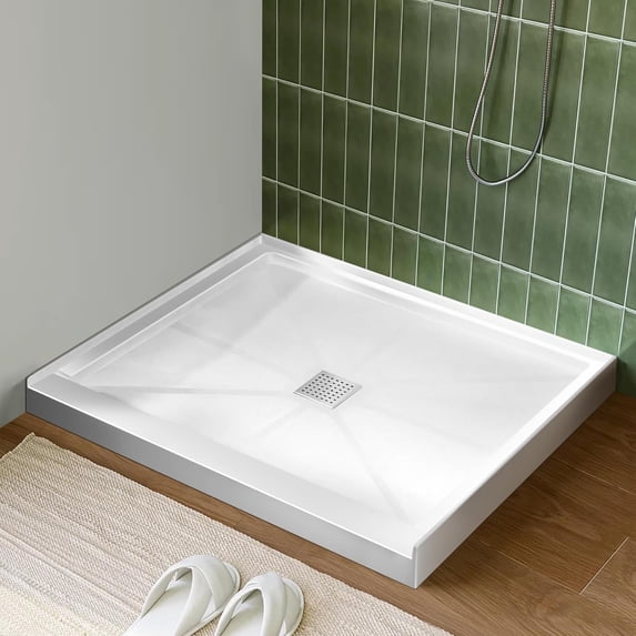 Shower Base Single Threshold Shower Tray with Center Drain Rectangle ...