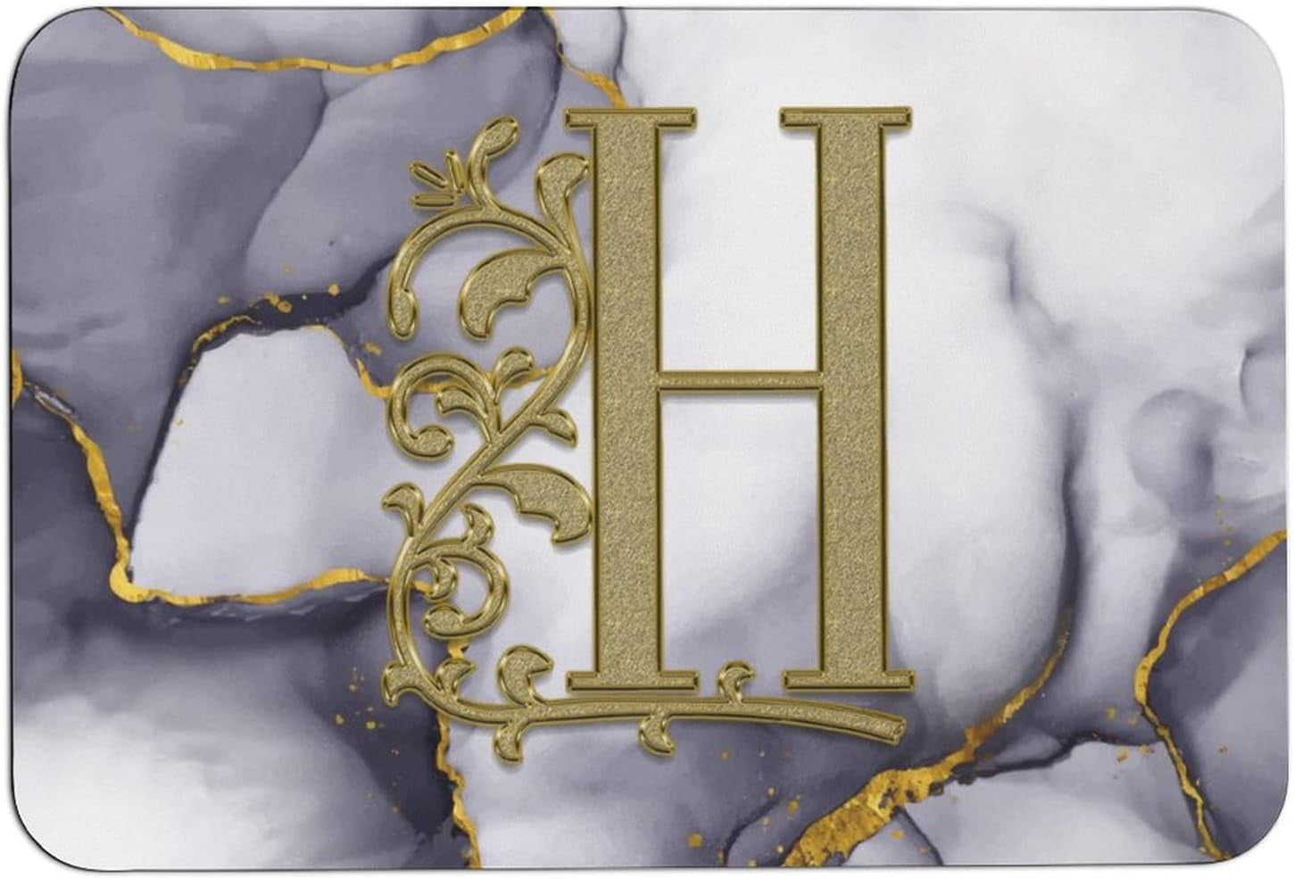 Shower Bath Rug Beautiful Gold Floral Monogram Initial H Custom Bath ...