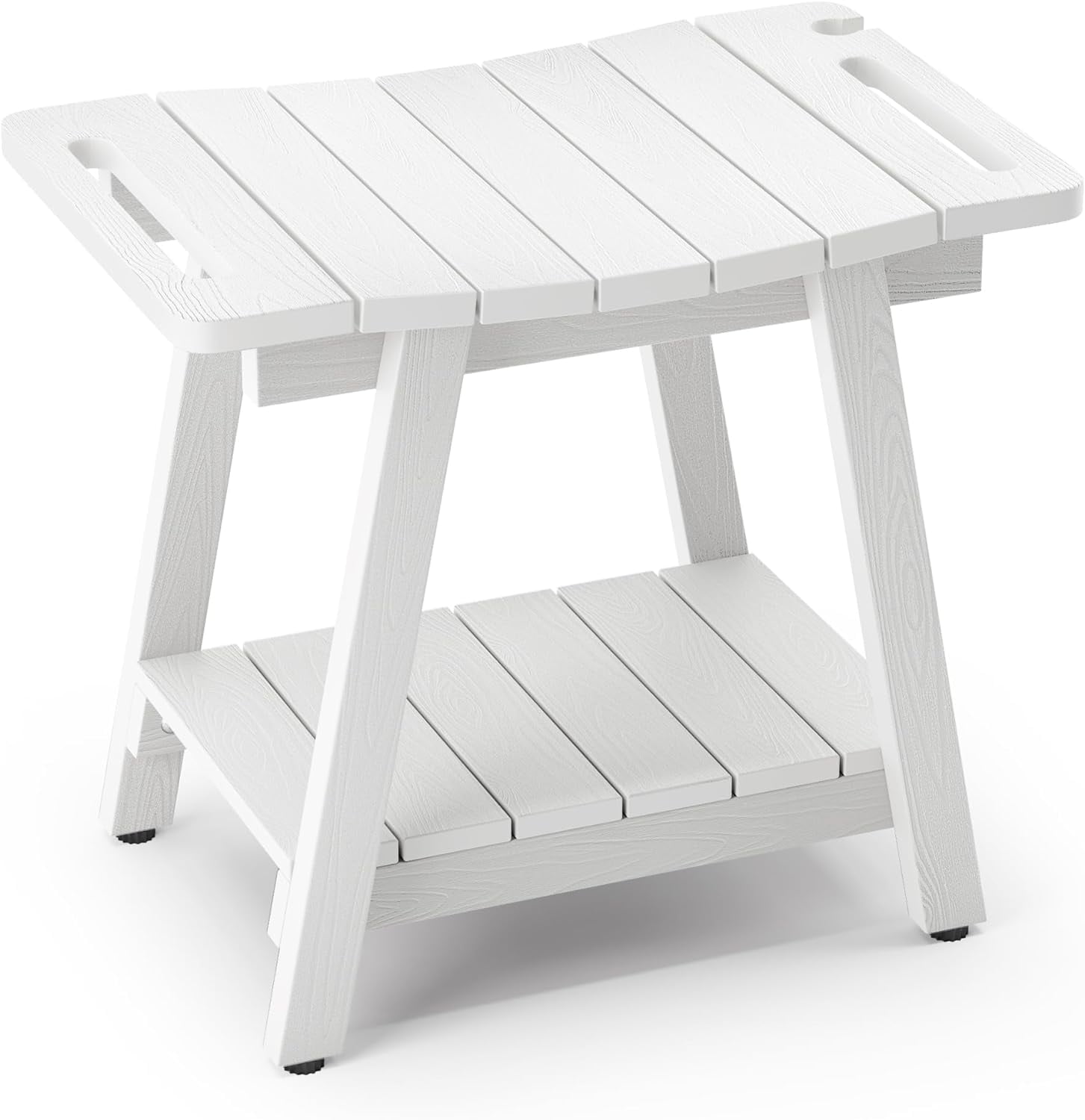 Shower Bench, HDPS Shower Seat with Storage Shelf, Waterproof Shower ...