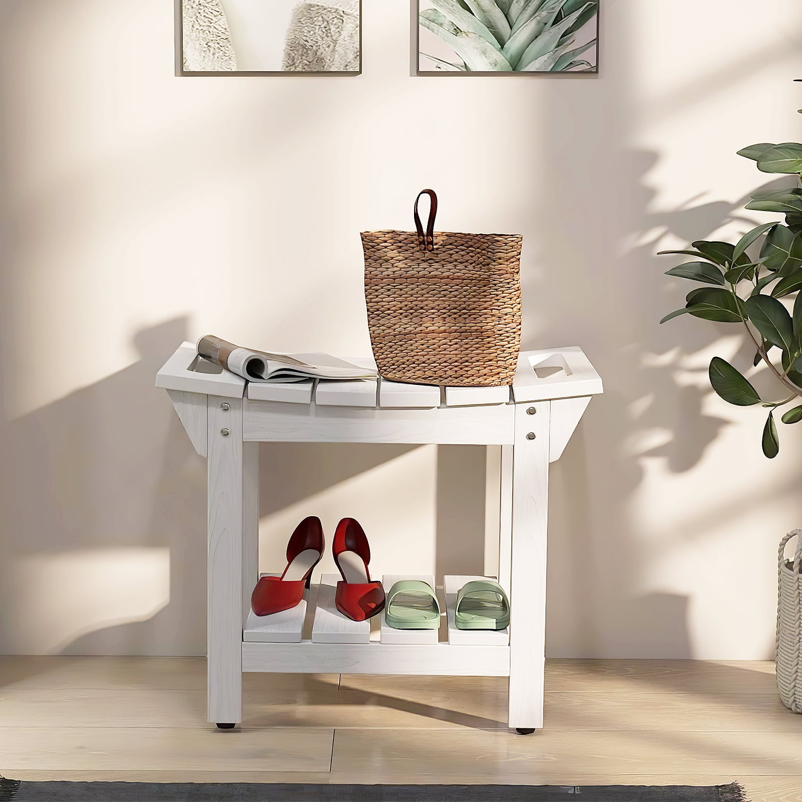 Shower Bench Seat With Storage Shelf, HIPS Shower Stool Chair For ...