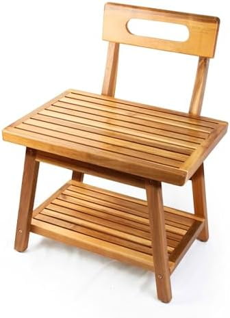 Shower Bench Stool 23 Inches Waterproof with Storage Shelf for Inside ...