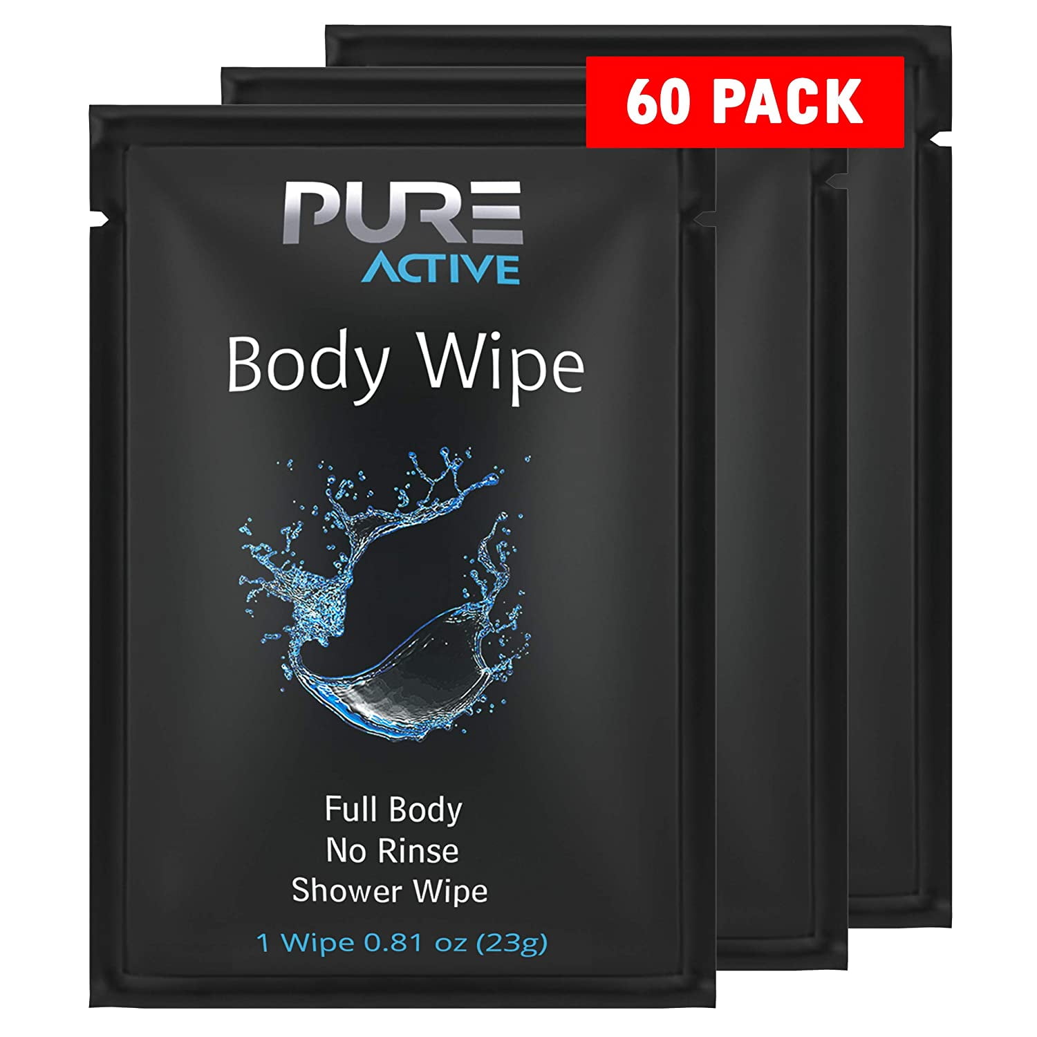 Pure Active Shower Body Cleansing Wipes, 60 Pcs, Individually Wrapped ...