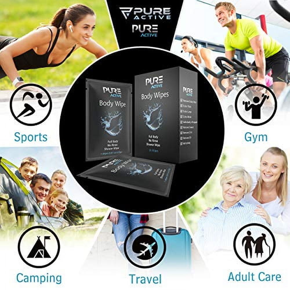 Shower Body Wipes, 40 Individually Wrapped Personal Hygiene Body Wipes ...