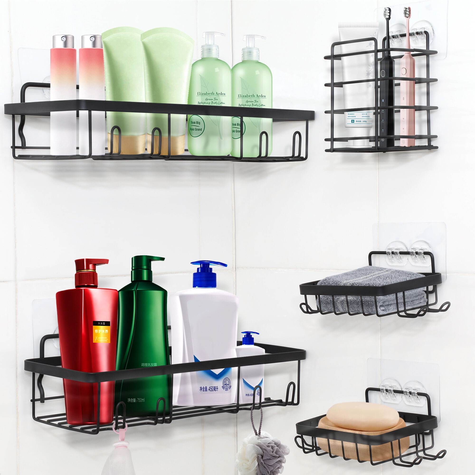 Shower Caddy 5 Pack,Adhesive Shower Organizer for Bathroom Storage ...