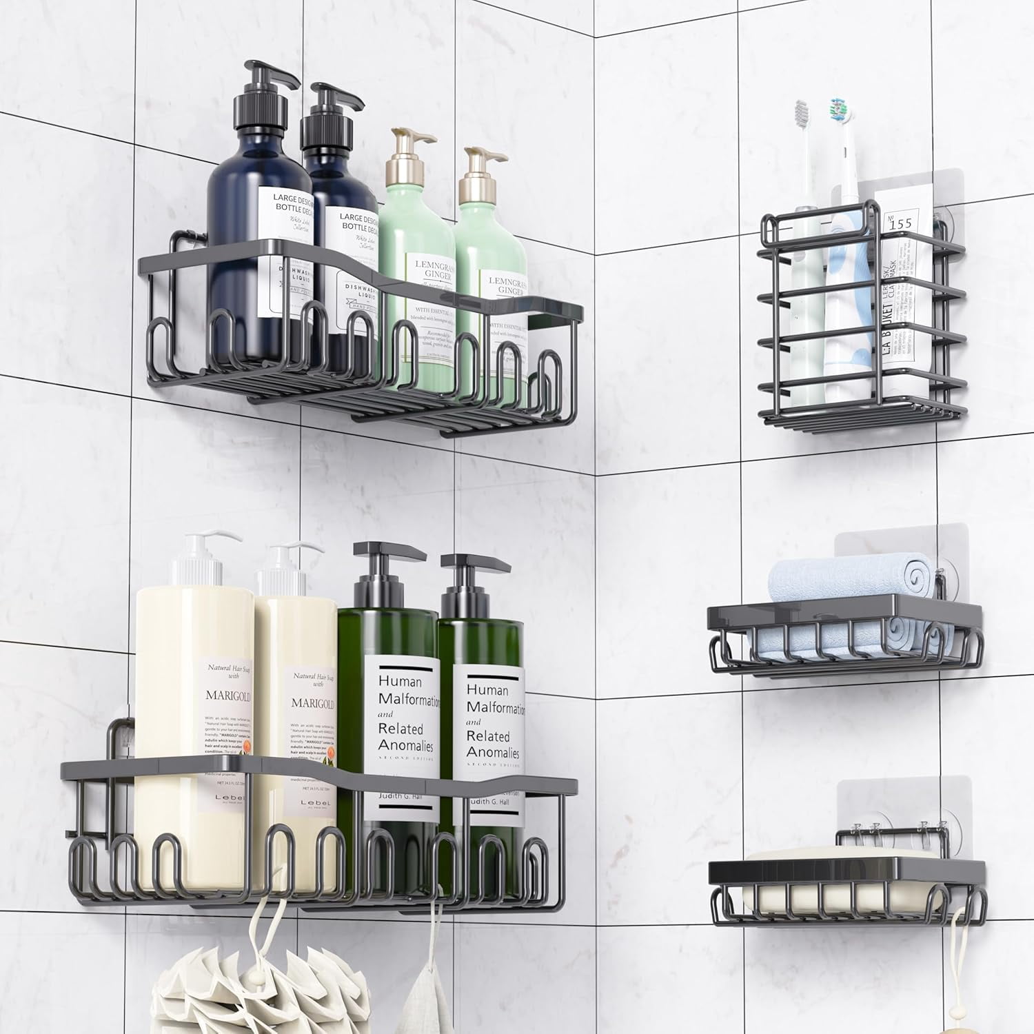 Shower Caddy 5 Pack Rustproof Stainless Steel Bath Organizers with ...