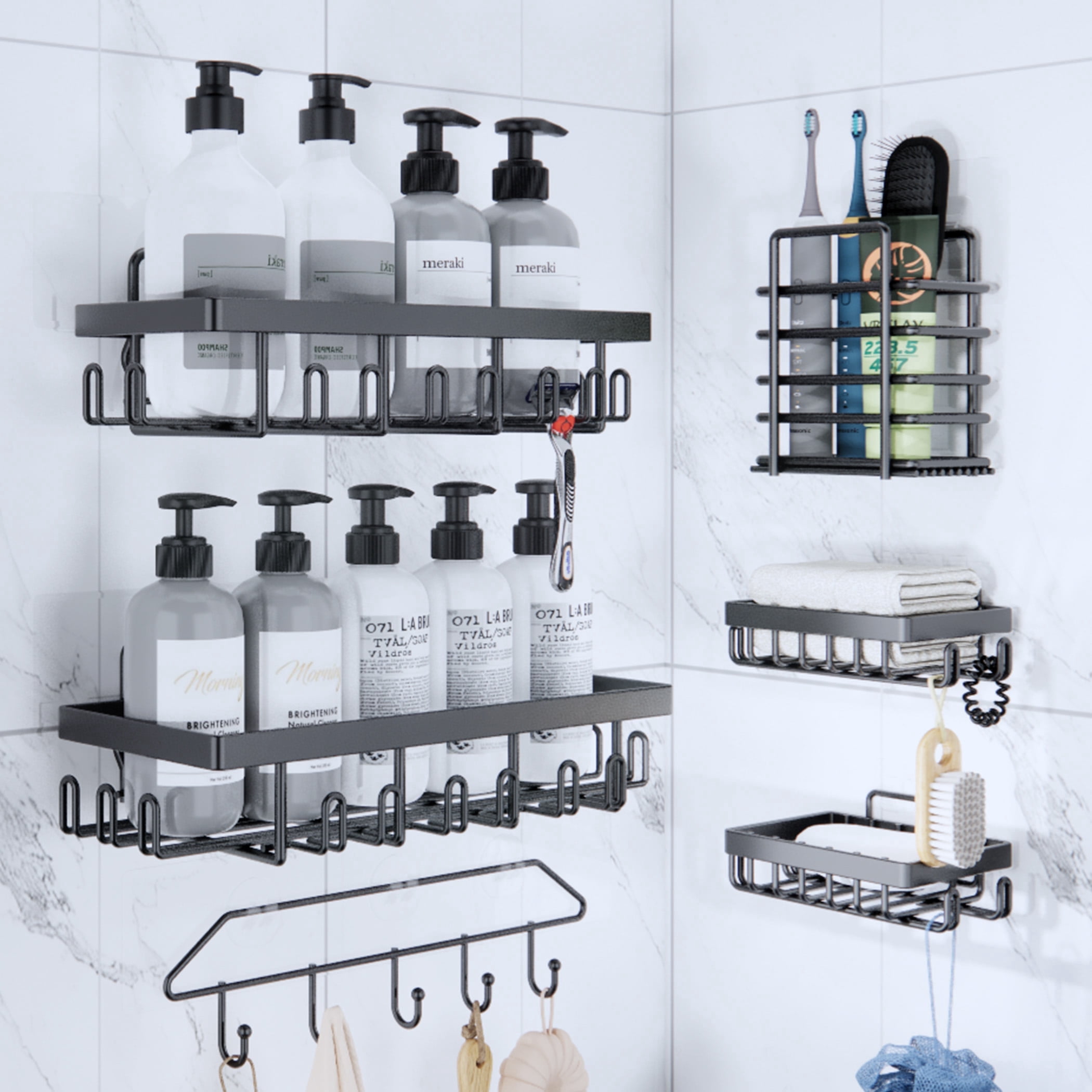 Topritt Shower Caddy 6 Pack, Adhesive Shower Organizer with Soap Holder ...