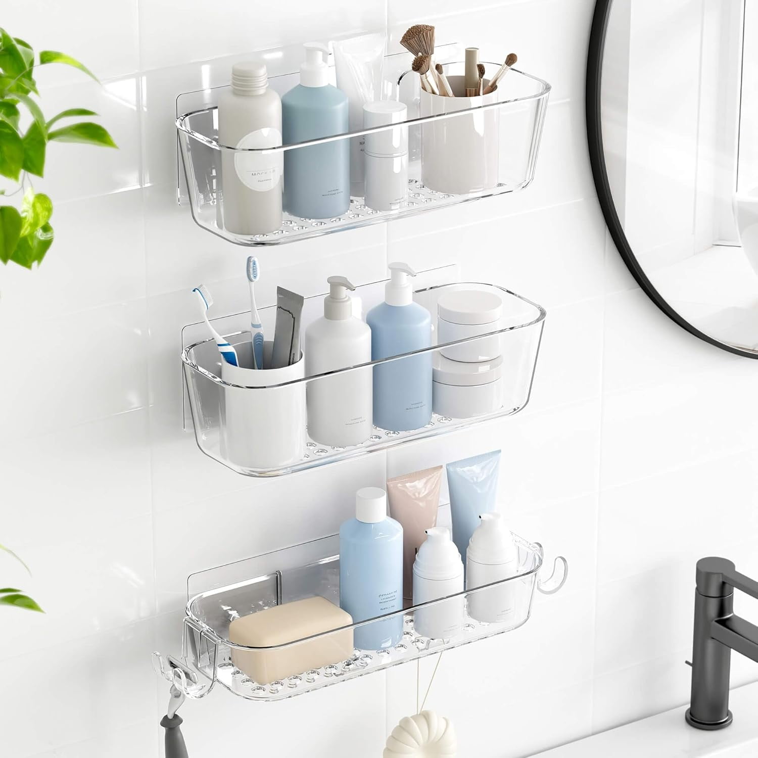 Shower Caddy, Adhesive Shower Organizer Rustproof Shower Shelf with ...