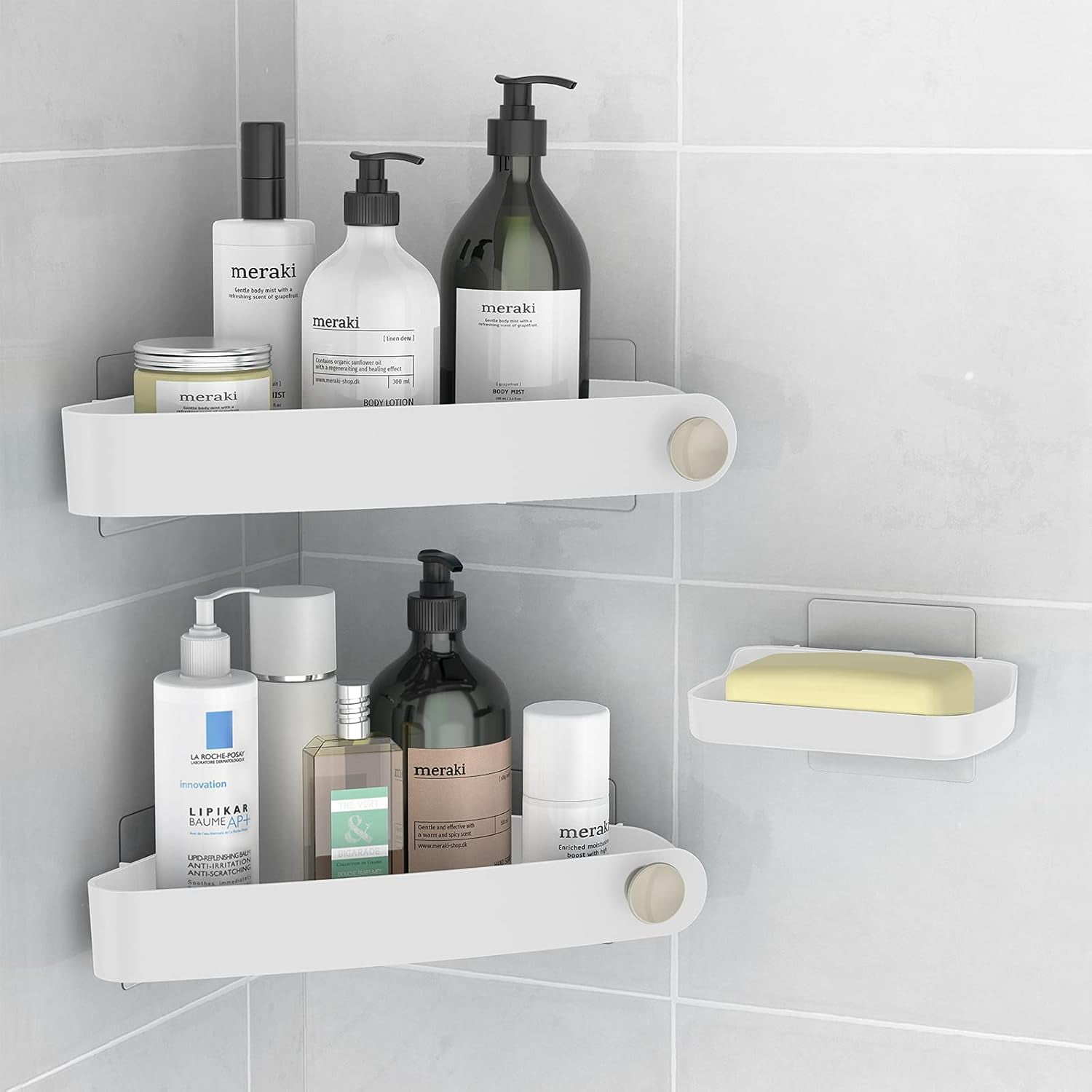 Shower Caddy Corner, Adhesive Corner Shower Shelves for Bathroom ...