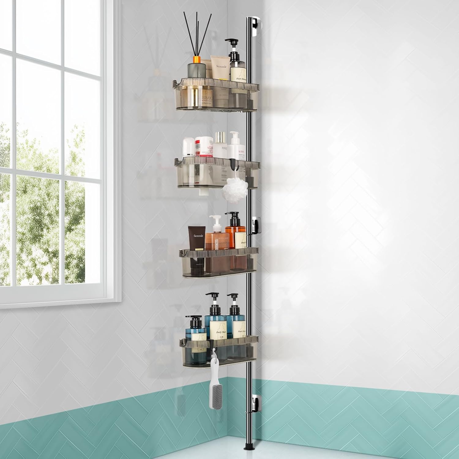 Shower Caddy Corner Shower Organizer, Bathtub Organizer 4 Baskets ...