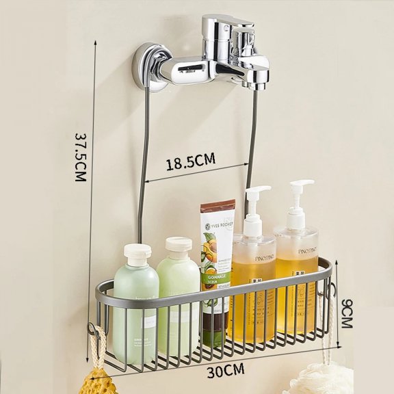 Threns Shower Caddy Hanging Shelf with Hooks Suction Cups Stainless Steel Hanging Door Shower ...