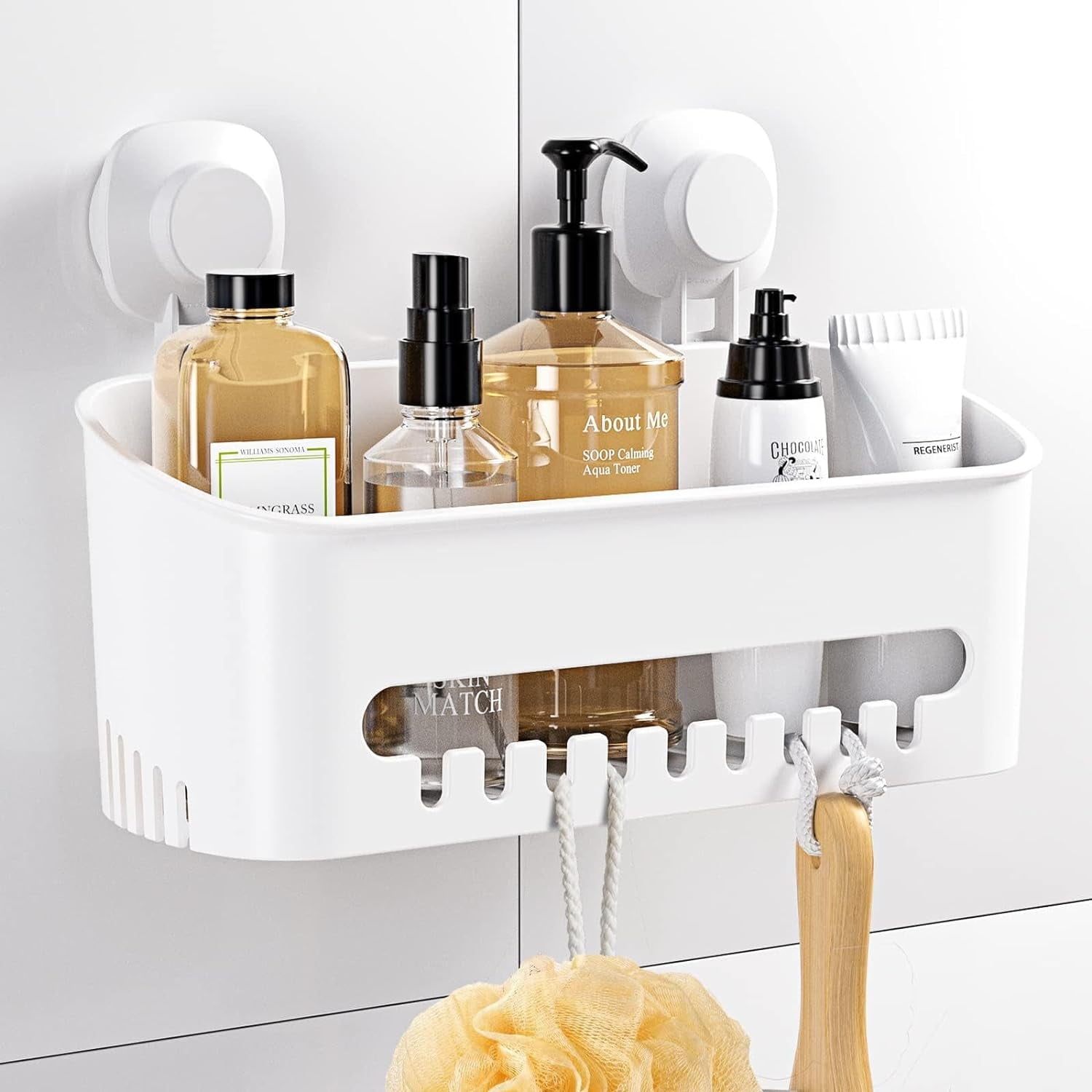 Shower Caddy, LUXEAR Suction Cup Shower Caddy - No Drilling Removable ...
