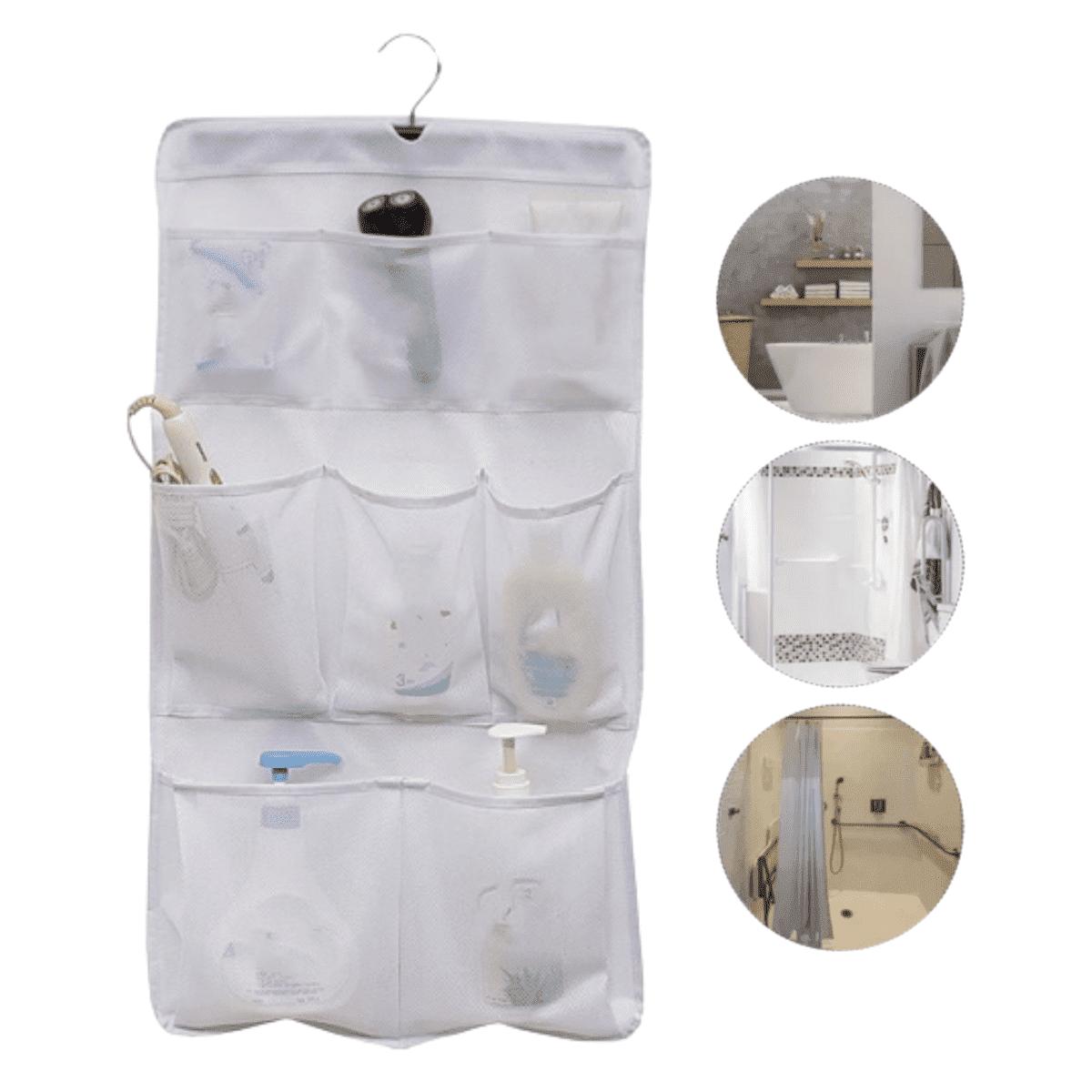 Shower Caddy, Quick Dry Hanging Mesh Bath Organizer with 8 Pockets & 1 ...