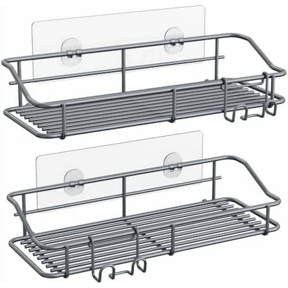 Shower Caddy Shelf with Hooks Storage Rack Organizer Adhesive Stainless ...