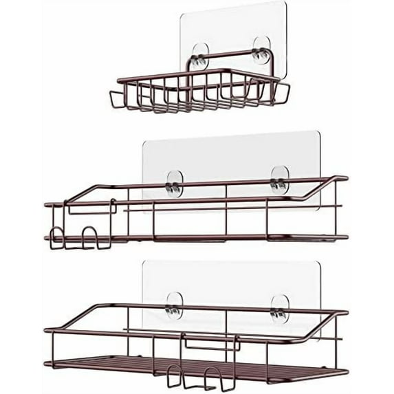 Shower Caddy Shelf with Hooks Storage Rack Organizer Adhesive Stainless ...