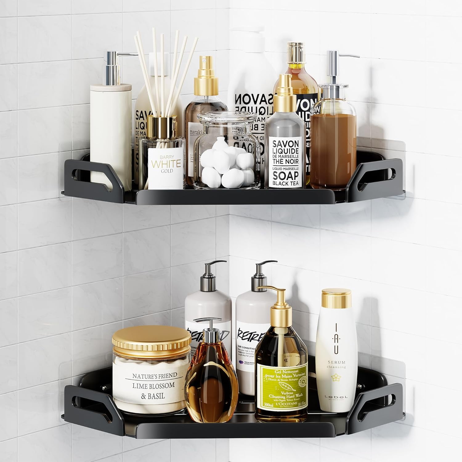 Shower Caddy Shelf Organizer Rack Bathroom Organizers and Storage Self Adhesive Bathroom Shelves ...