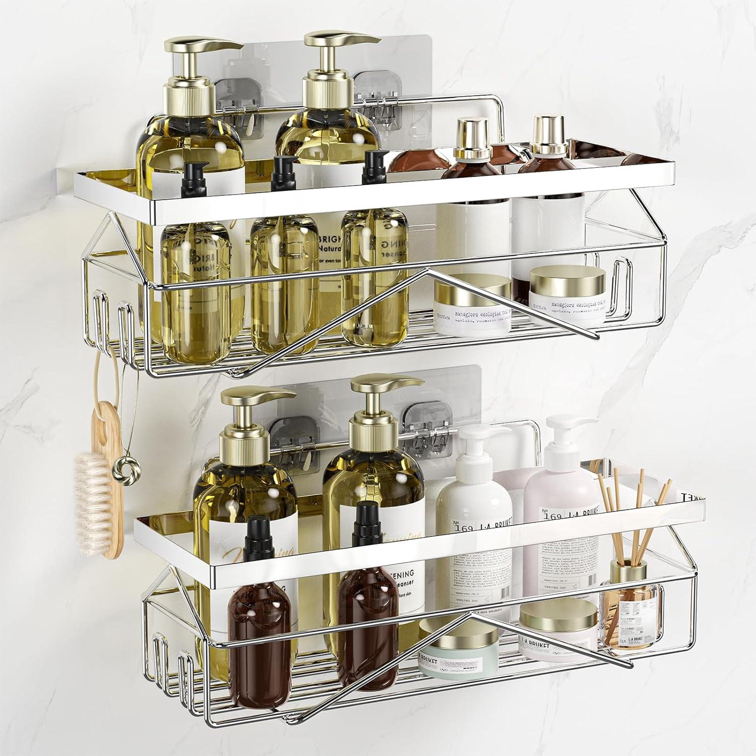 Shower Caddy Shelf with Adhesive, No-Drill Stainless Steel Bathroom ...