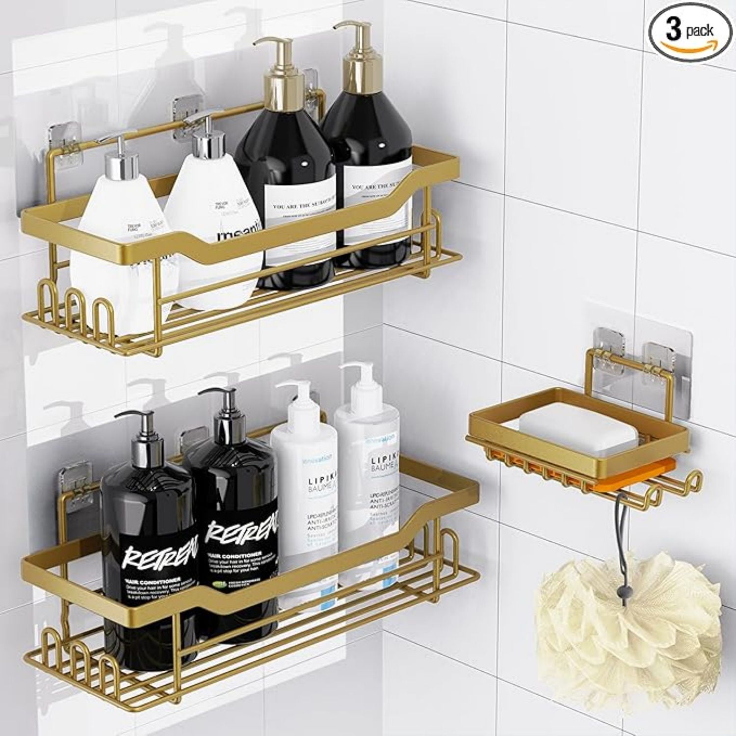 Shower Caddy Shelves Organizer Rack, 3 Pack Shower Caddy with Soap ...