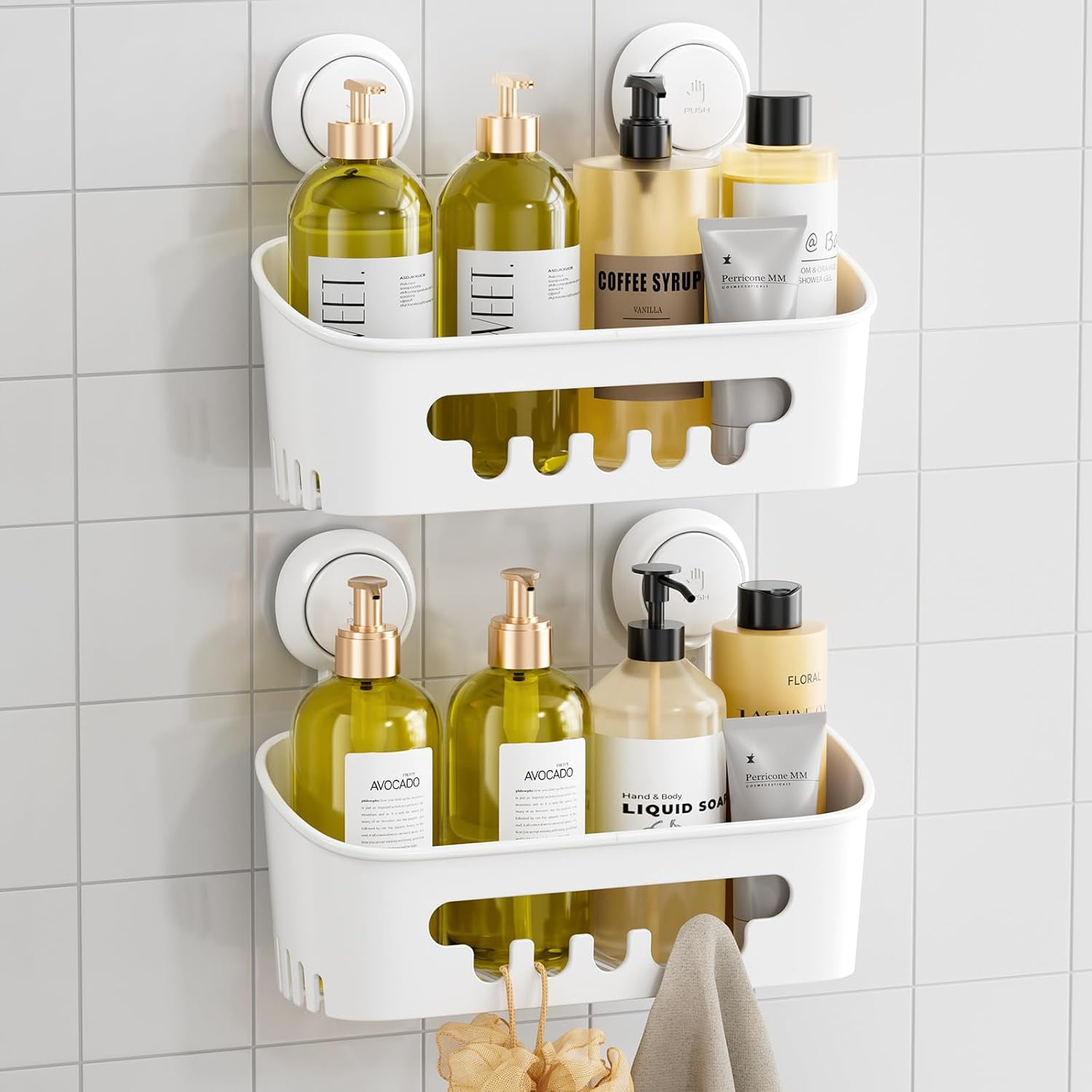 Shower Caddy Suction Cup 2 Pack, Heavy Duty Bathroom Organizer ...