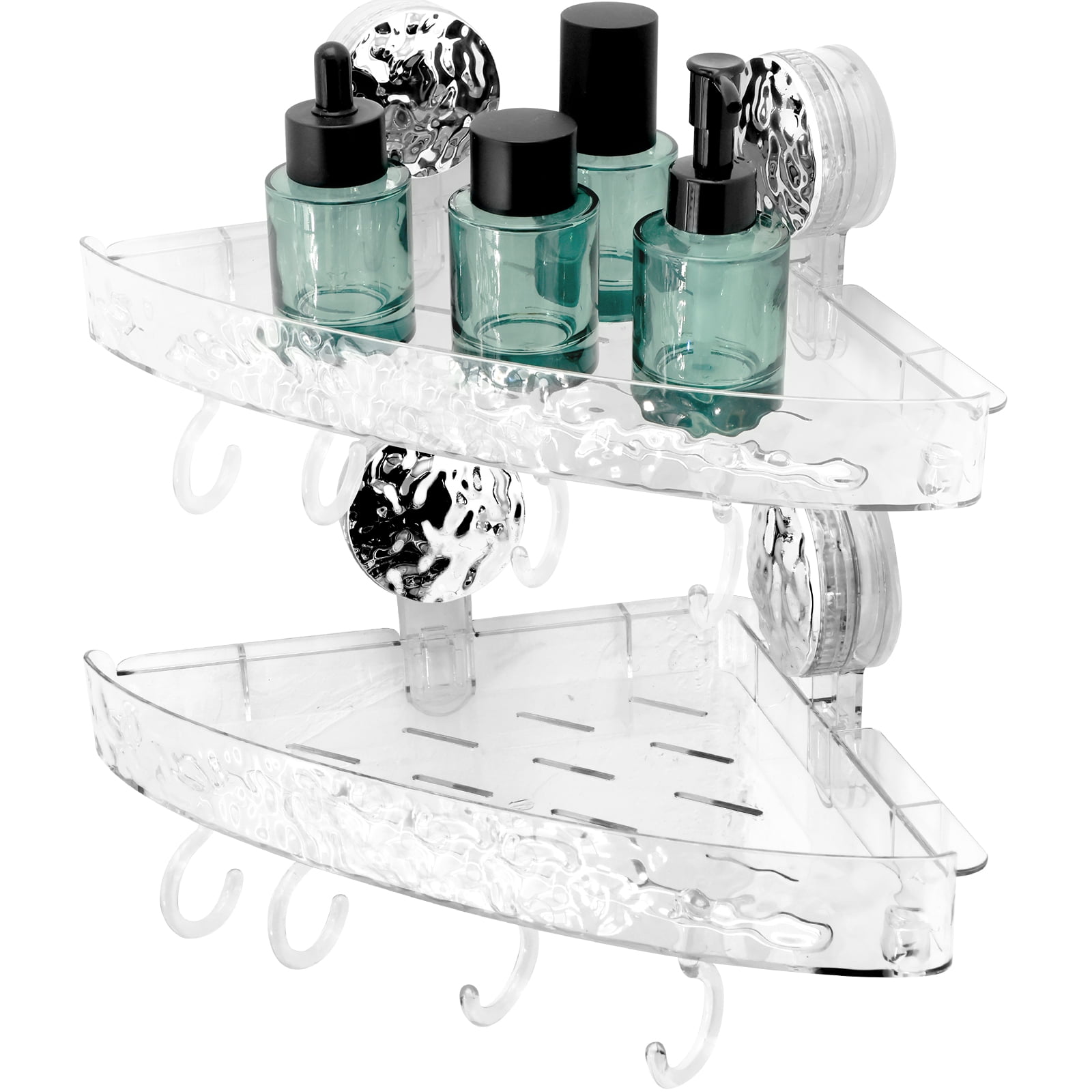 Shower Caddy Suction Cup 2 Pack No-Drilling Bathroom Organizer Clear ...