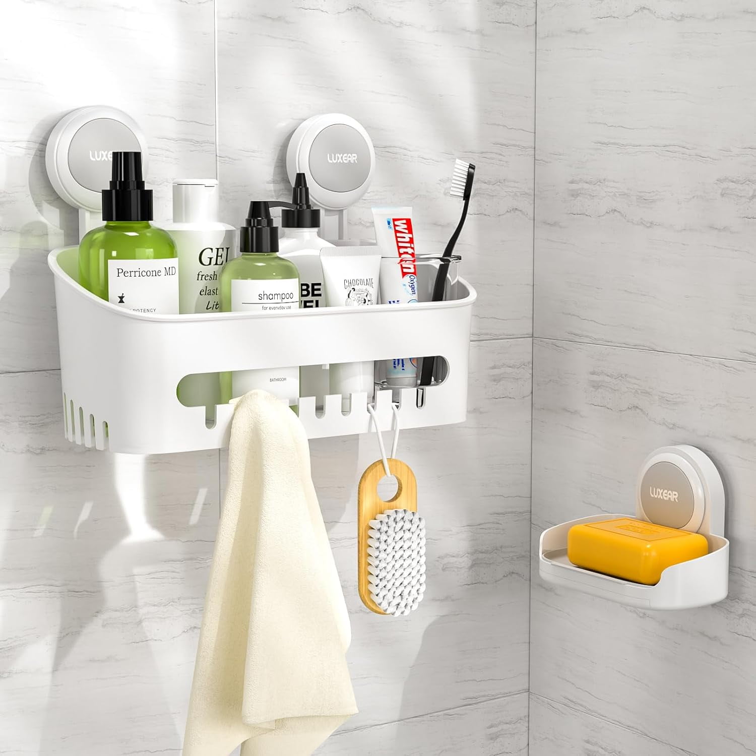 Shower Caddy Suction Cup 2 Pack Suction Shower Basket + Soap Dish ...