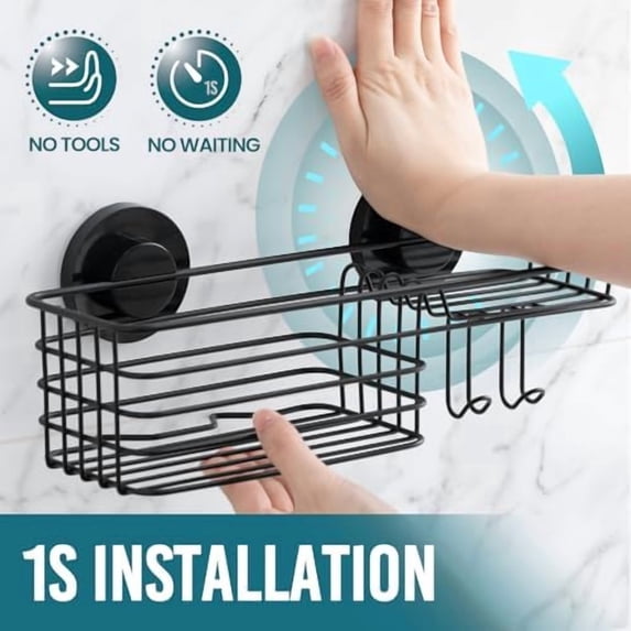 Shower Caddy Suction Cup, 3 Pack Shelves for Inside with Hooks & Soap ...