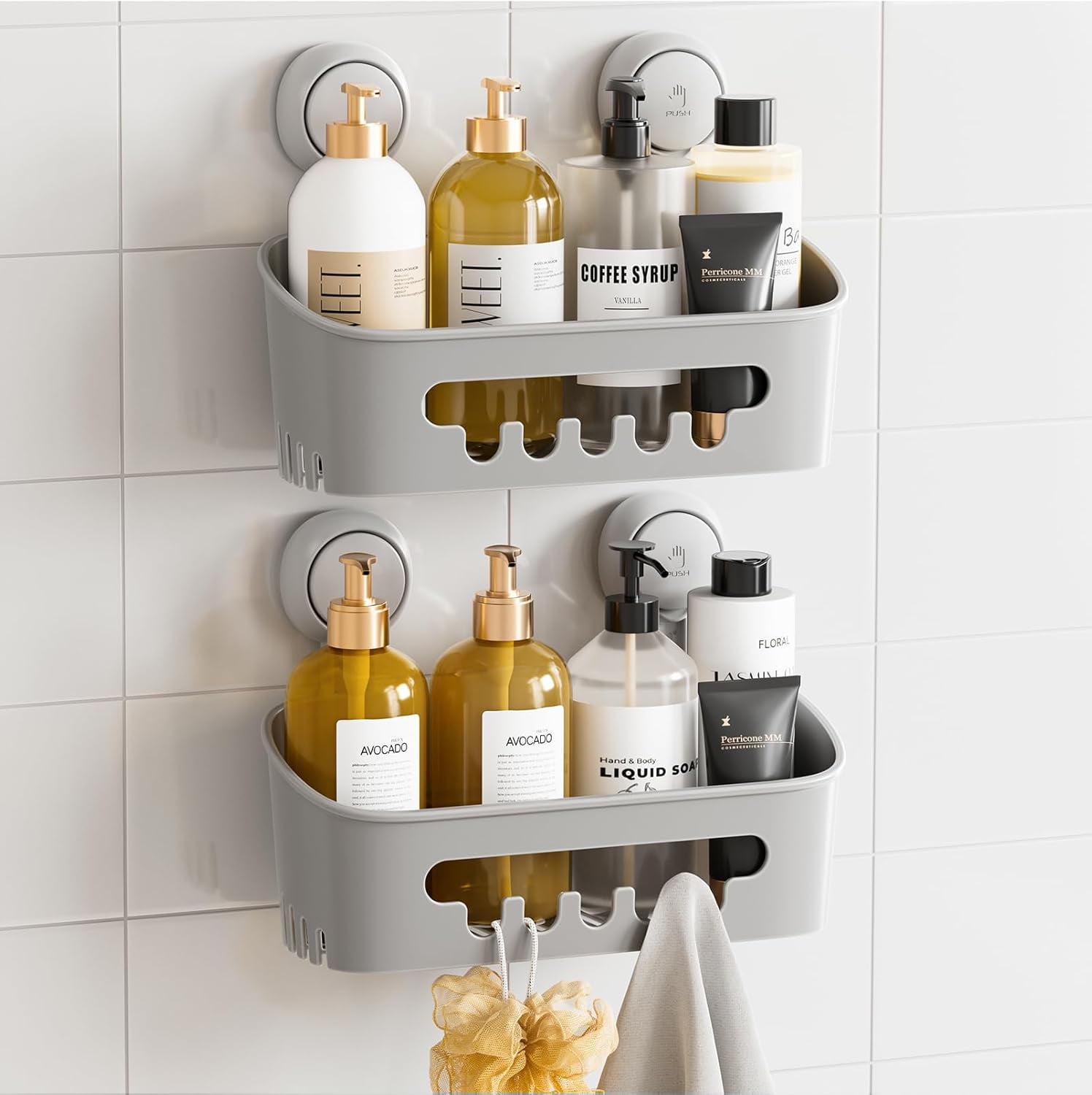 Shower Caddy Suction Cup Heavy Duty Bathroom Organizer, Removable ...
