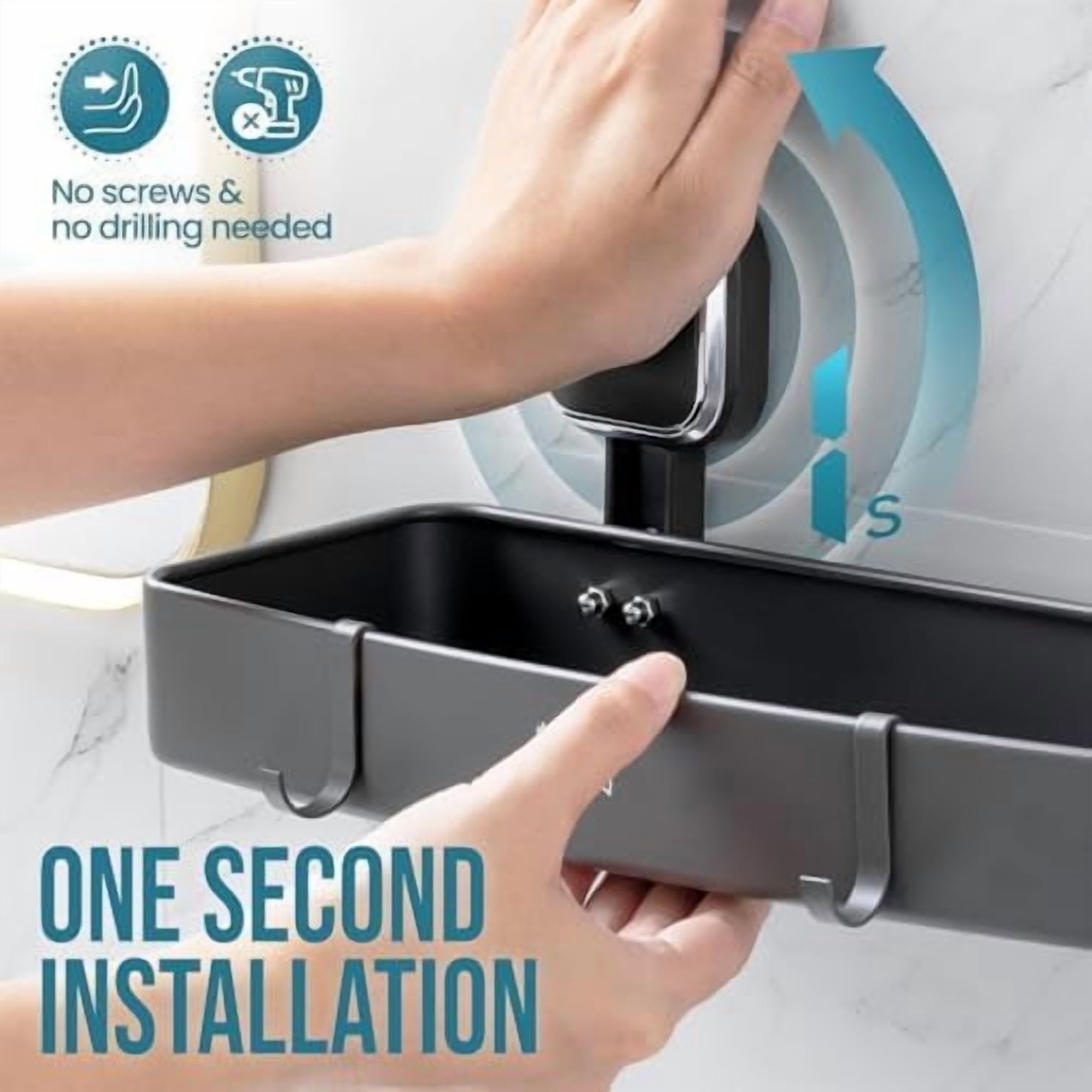 Shower Caddy Suction Cup, Heavy Duty Shower Organizer for Bathroom ...