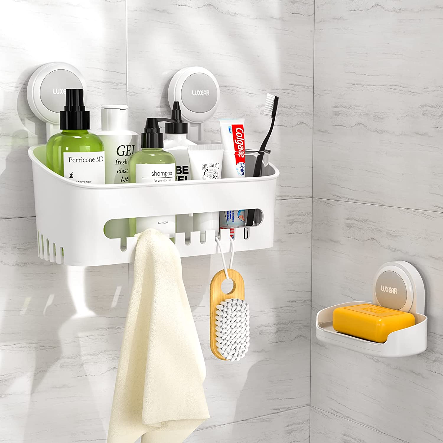 mDesign Plastic Shower Caddy Storage Organizer Utility Tote - Light ...