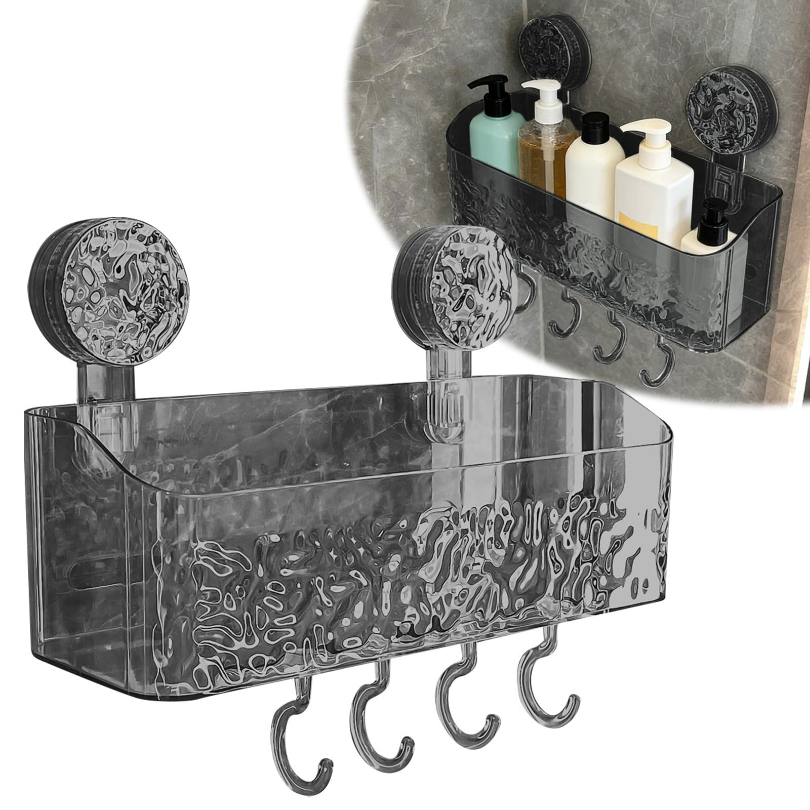 Shower Caddy Suction Cup Wall Suction Shower Rack Organizer No Drilling ...