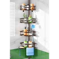 Shower Caddy Tension Pole：4-Tier Rustproof Bathroom Corner Shelf for ...