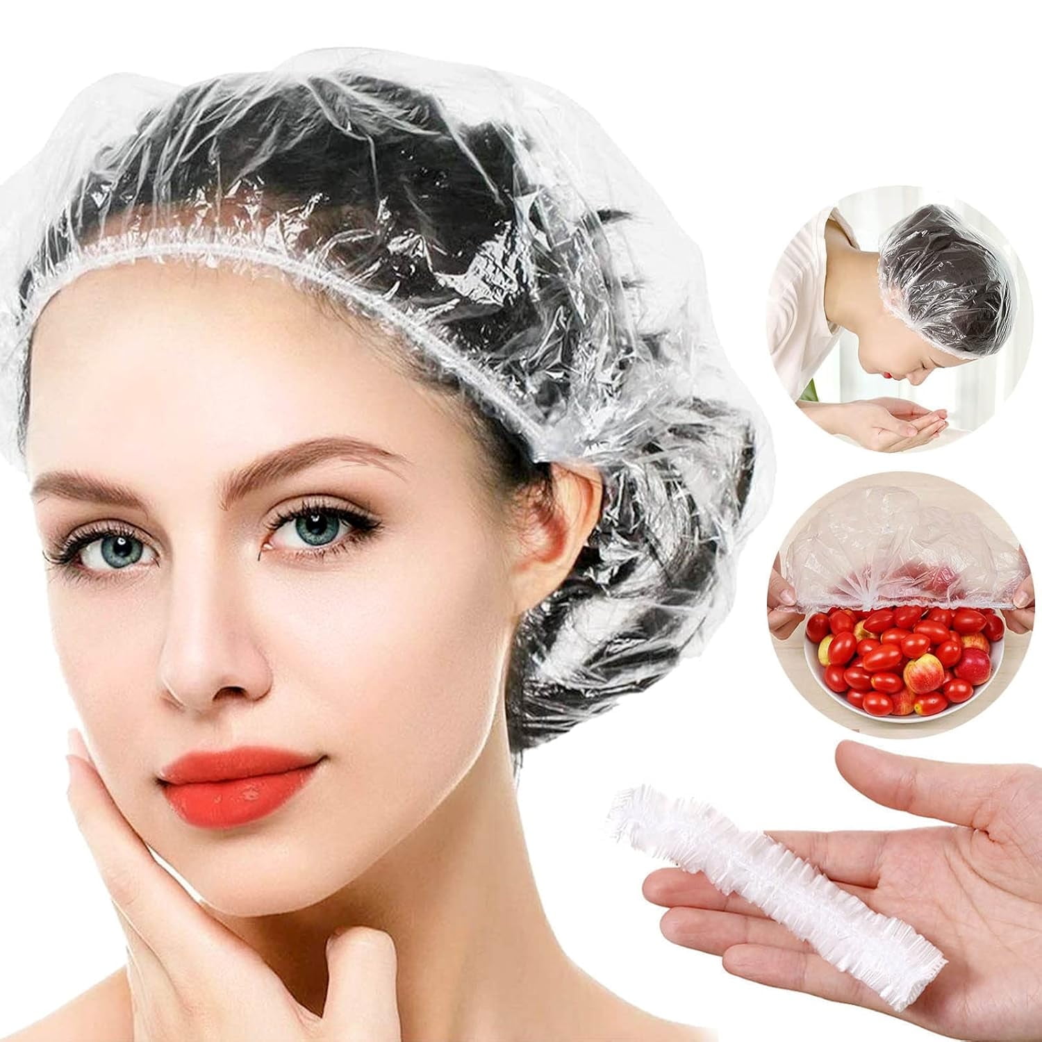 Shower Cap Clear Plastic Shower Caps 100 Count, Clear Disposable ...