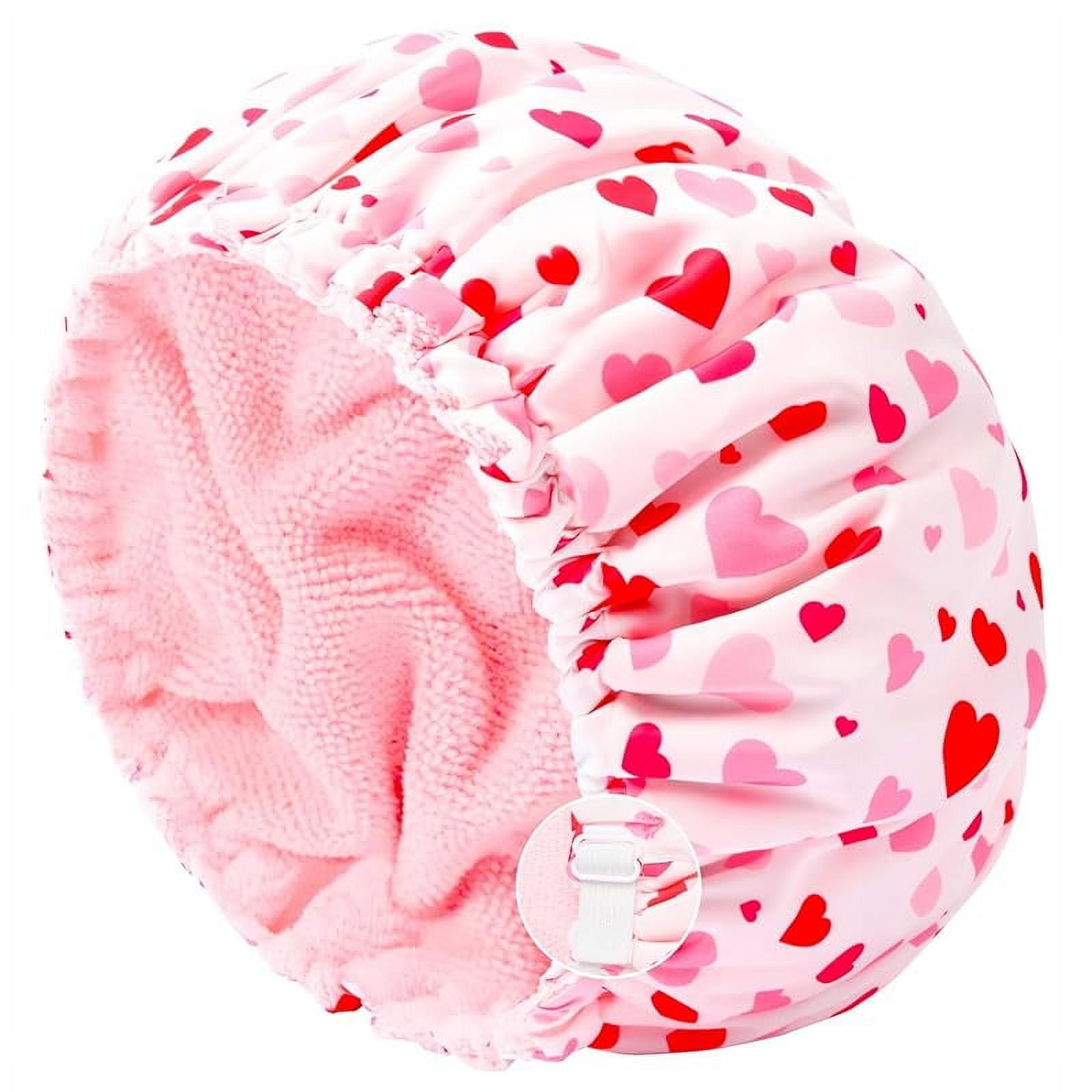 Shower Cap for Women Terry Lined Bath Cap Large Reusable Waterproof ...