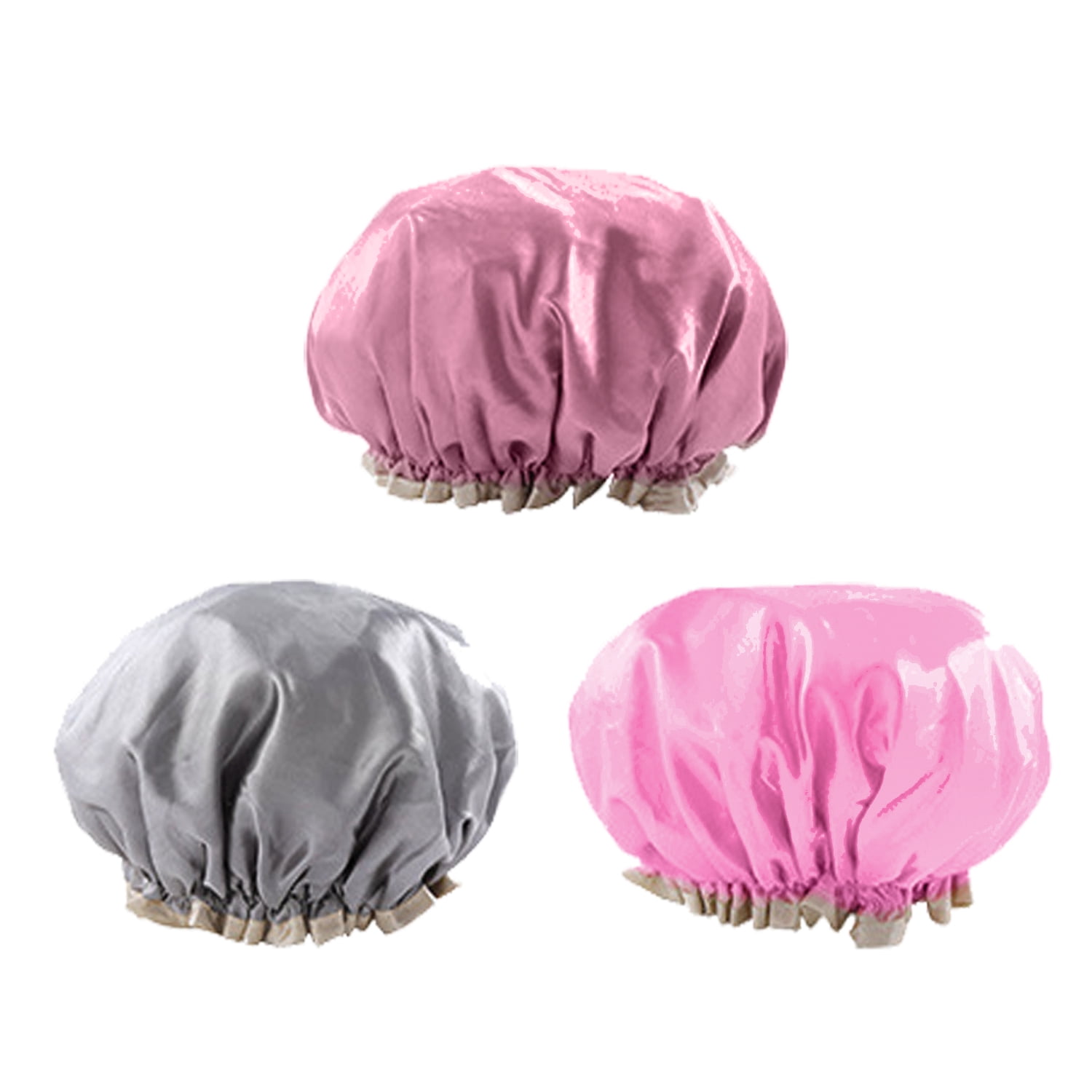 Shower Caps, 3 Pcs Waterproof Plastic Bathing Hair Caps, Reusable ...