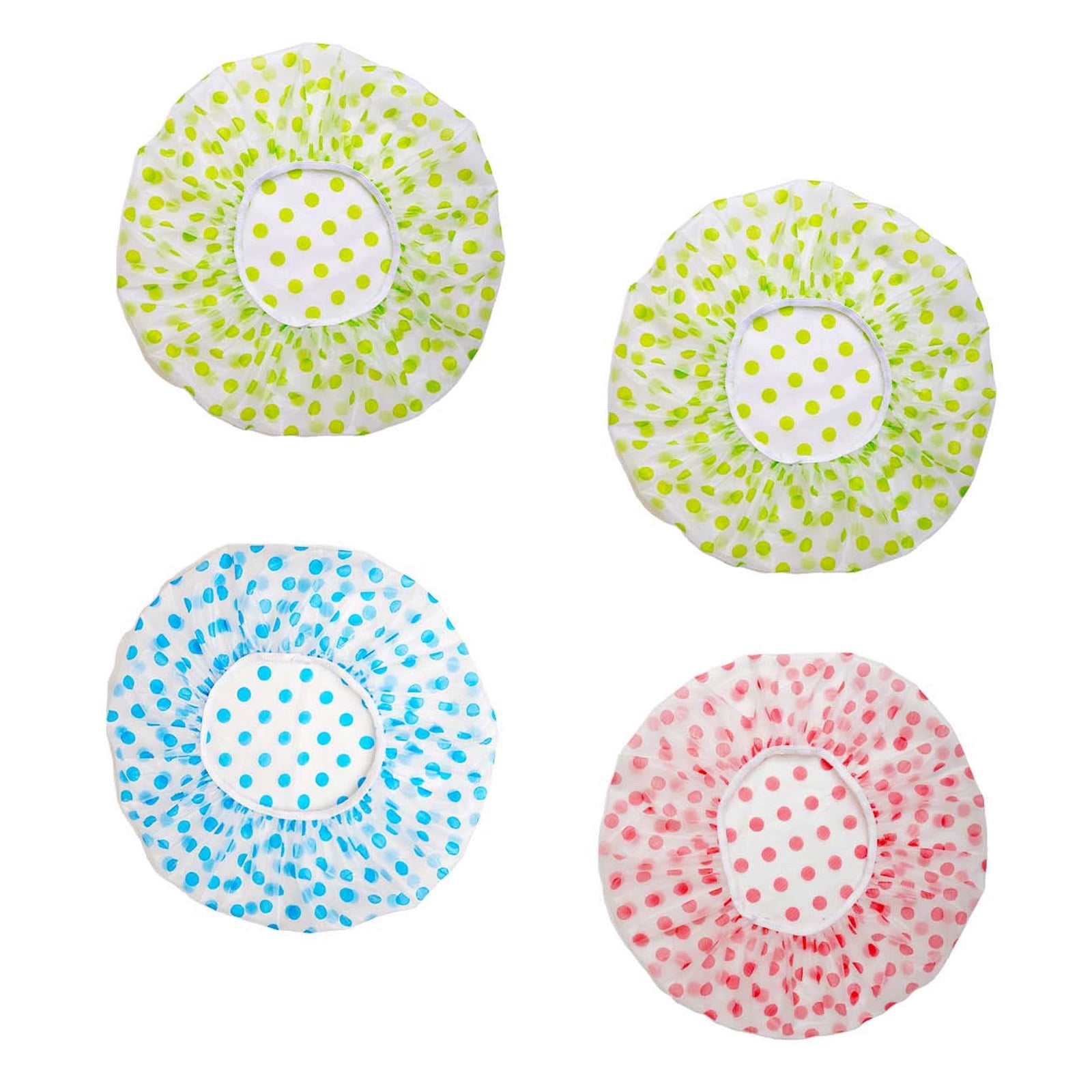 MoHern 4Pcs Plastic Waterproof Shower Caps Set, Reusable & Travel ...